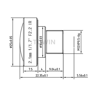2.1mm Fisheye CCTV HD lens IR corrected - Towin