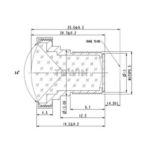 Low distortion wide angle 3.6mm 82° M12 mount lens - Towin