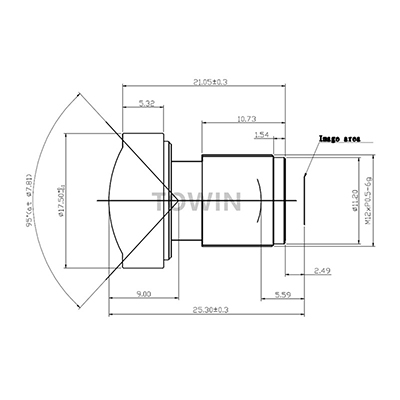 Low distortion wide angle 3.7mm 82° M12 mount lens - Towin
