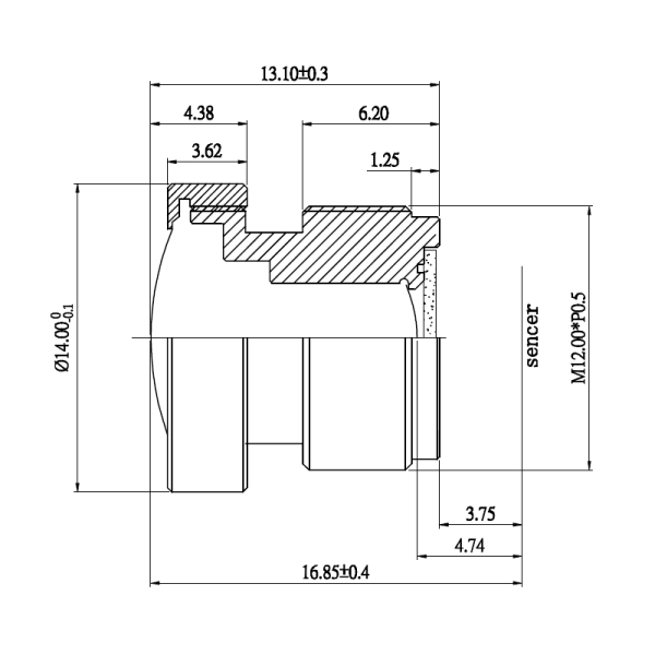 Wide-angle 3-Megapixel 1/2.8" M12 CCTV lens - Towin