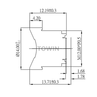 Low distortion wide angle 3.1mm 50° M12 mount lens - Towin
