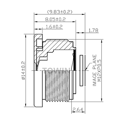 Low distortion wide angle 6mm 44° M12 mount lens - Towin